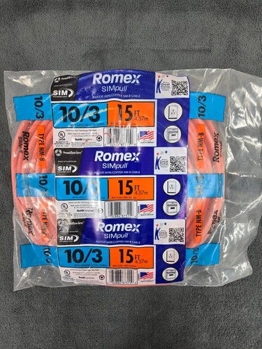Southwire 15 ft. 10/3 Solid Romex SIMpull CU NM-B W/G Wire | eBay