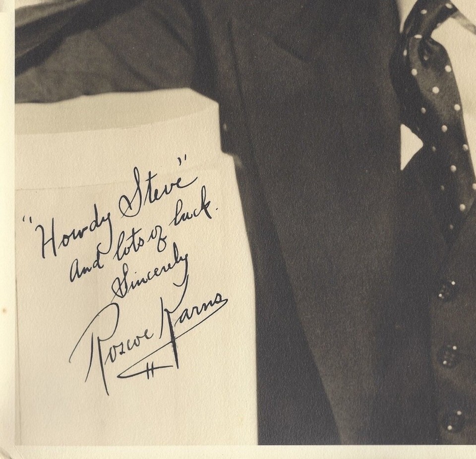 ROSCOE KARNS—SIGNED Large Format PHOTO-To His Director Stephen Roberts ...