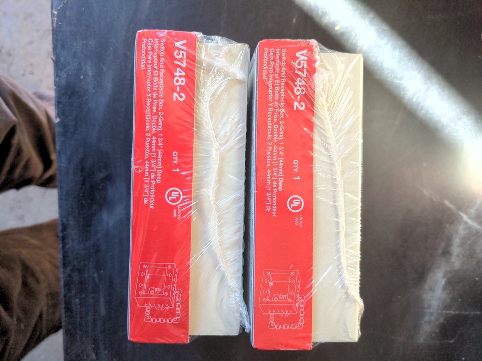 LOT OF 2 Wiremold V5748-2 Switch Receptacle Box Two Gang 1 3/4”, Ivory ...