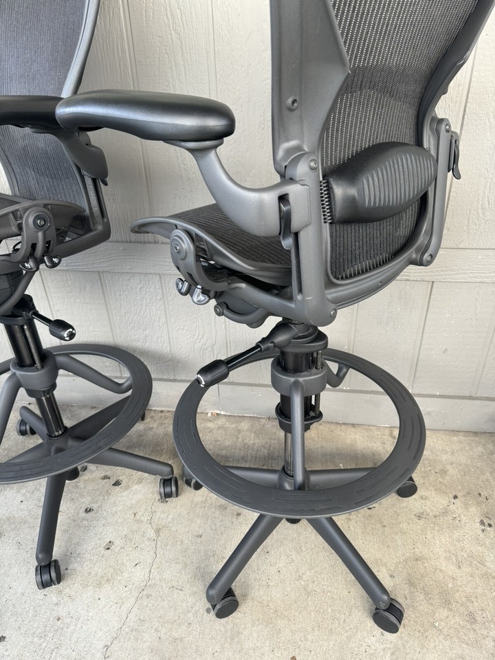 Authentic Herman Miller® Aeron® Mesh Work Stool, Bar Height fully ...