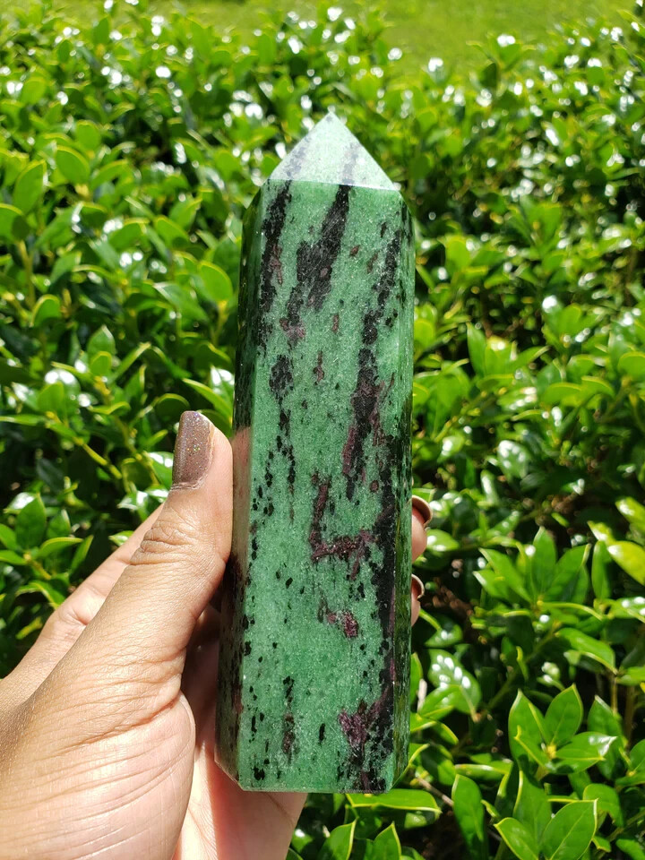 2025NEWFIND Ruby Zoisite Tower Crystal Points Wand Healing Reiki Home Decor | eBay