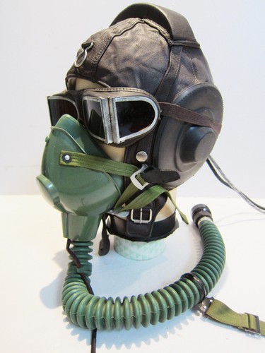 Flight Helmet Fighter Pilot Mesh Leather Helmet Oxygen Mask Goggles 2 ...