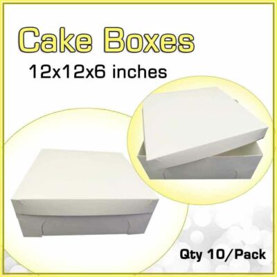 CAKE BOXES 12x12x6" 10Pk Wedding Cupcake Display Box Cake Board Cake ...