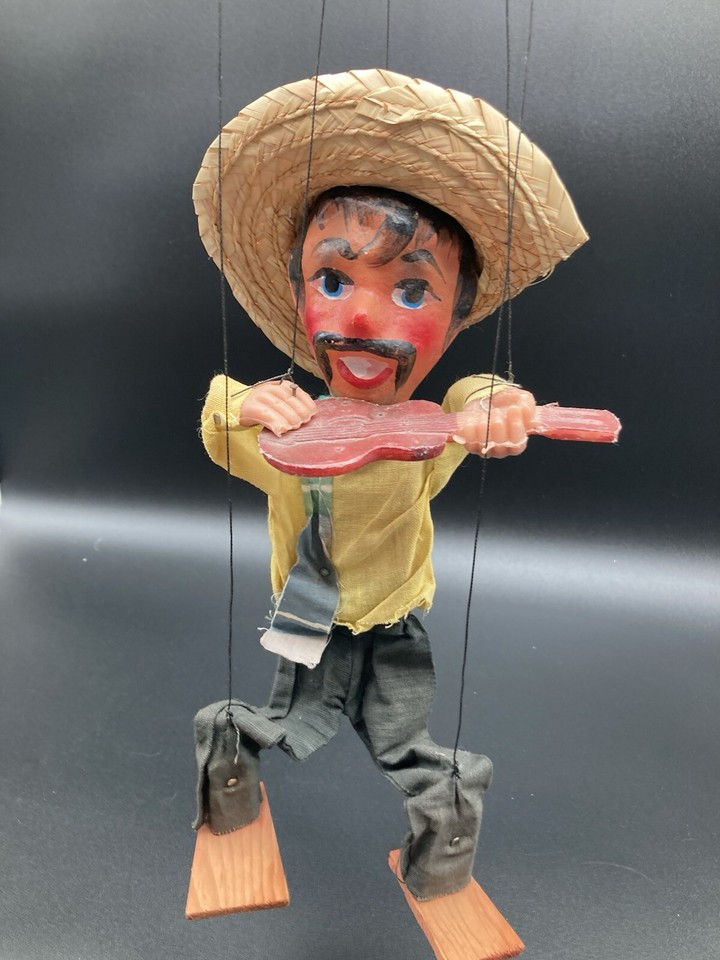 VINTAGE MEXICAN 14” SOMBRERO HAND MADE MARIONETTE STRING PUPPET ...