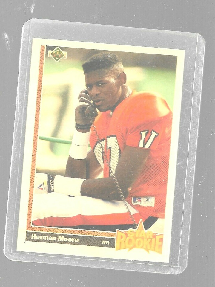 1991 Upper Deck Herman Moore 17 Star Rookie Detroit Lions Football Card ...
