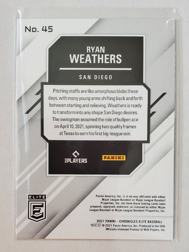 2021 Panini Chronicles Elite Ryan Weathers RC #45 | eBay