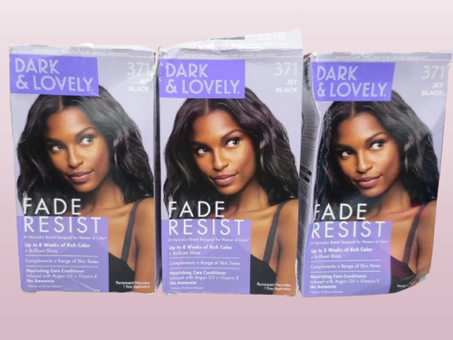 DARK & LOVELY FADE RESIST PERMANENT HAIR COLOR 371 JET BLACK BOXED LOT ...