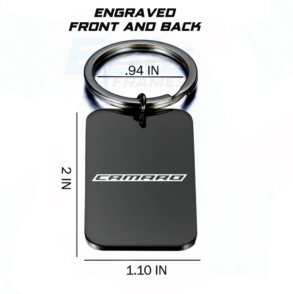 Camaro Key chain Premium Engraved Black Premium Metal Polished Keychain ...