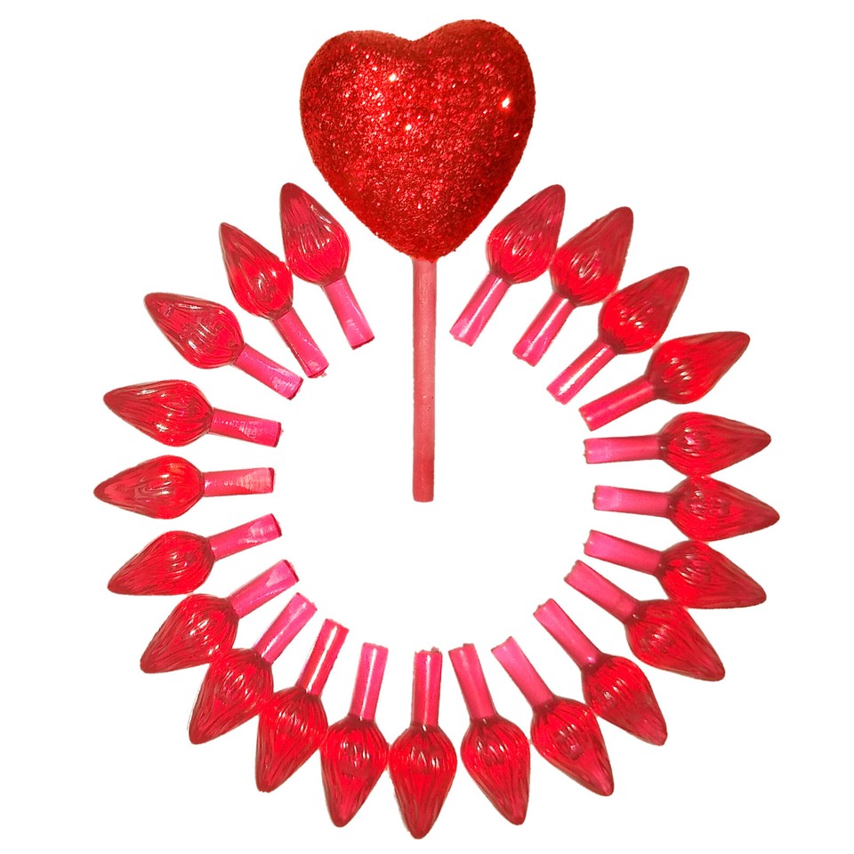 45 Small RED Twist Lights & Glitter Heart for Valentine Ceramic ...