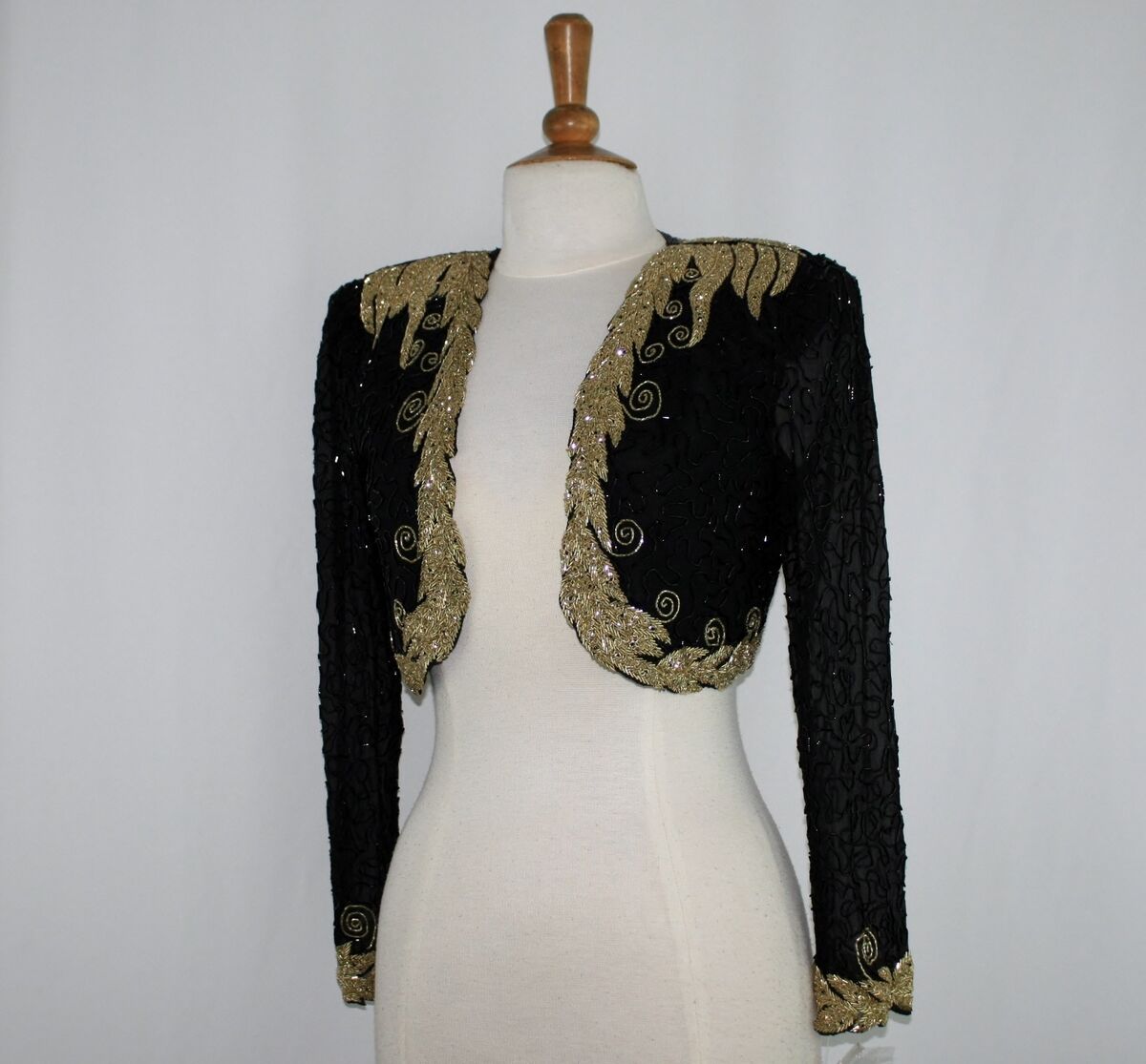 JASDEE Vintage Bolero Jacket Long Sleeve Hand Work Beading JASDEE Vintage Bolero Jacket Long Sleeve Hand Work Beading