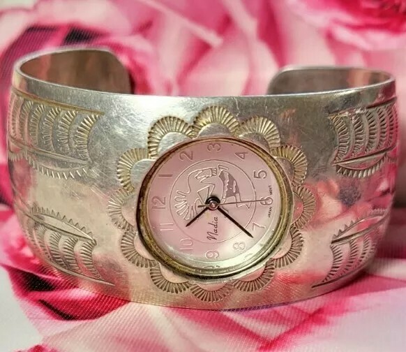 Vintage NATIVE AMERICAN Kokopelli NADIA Sterling Silver Cuff Watch ...