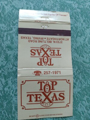 Vintage Matchbook Ephemera Collectible A21 Irving Texas top Texas | eBay