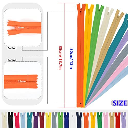 40Pcs 22inch Nylon Invisible Zippers Sewing Bulk Zippers Supplies in 20 ...