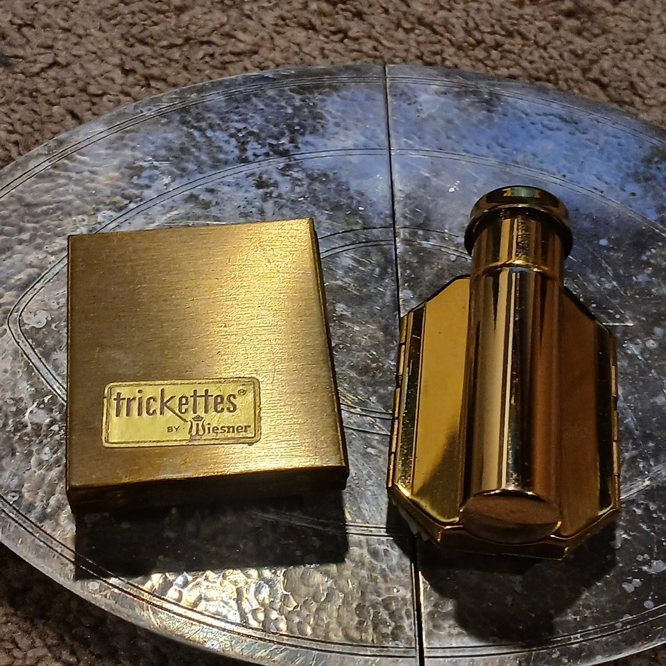 VTG Wiesner Trickettes Picture Frame Fold & Compact Mirror & Lipstick ...