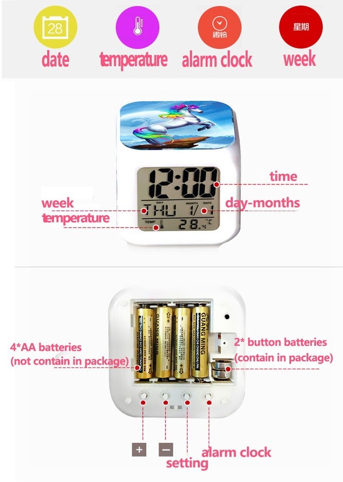 Sveglia King Kong Godzilla Orologio Luminosa LED Digitale 7 Colore Luce ...