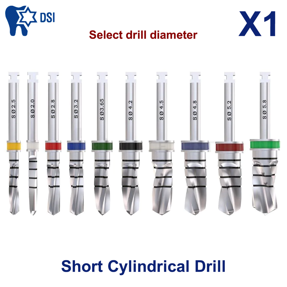 1x Dental DSI Surgical Short Cylindrical Drill For Implant Socket ...