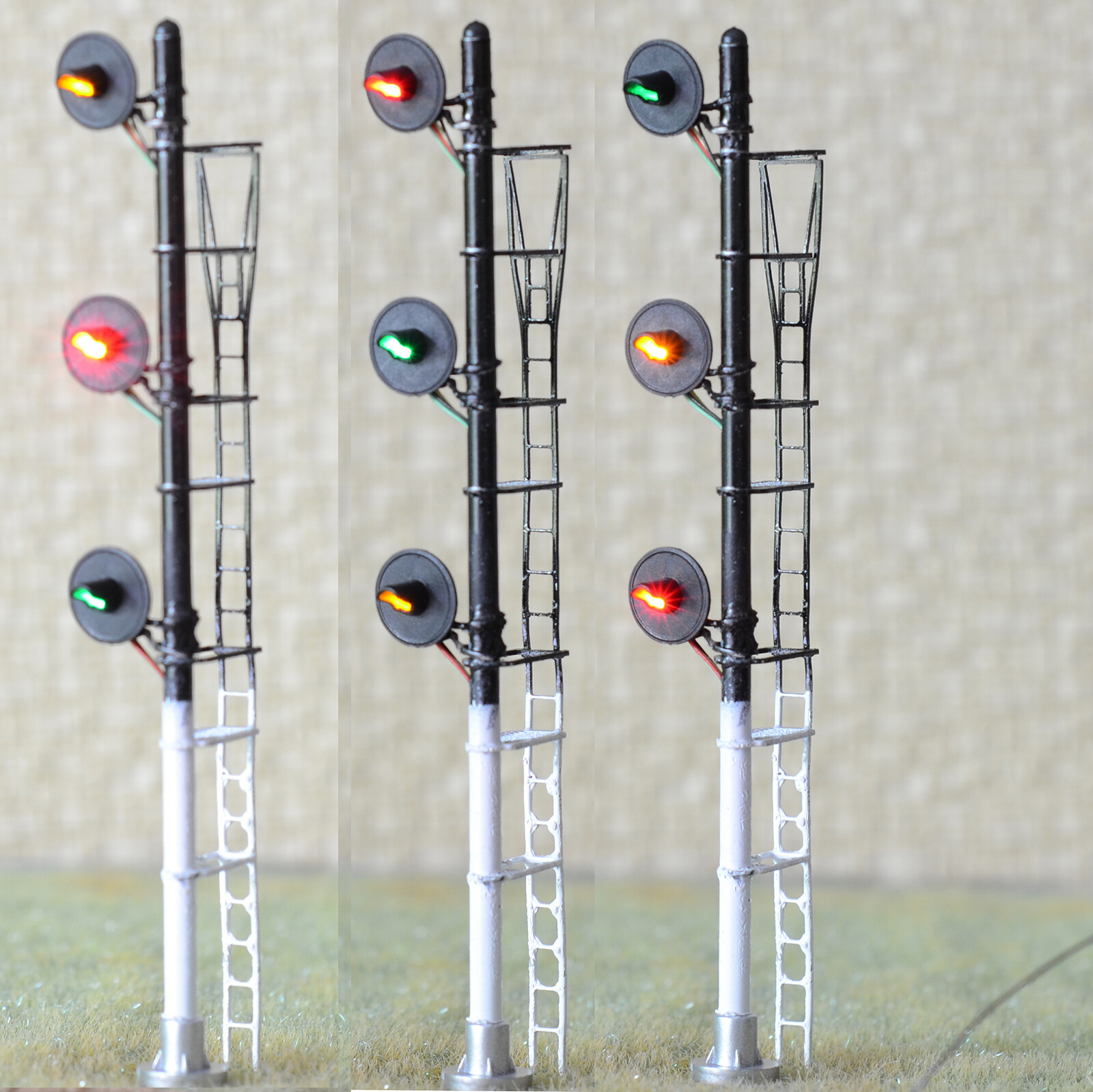 1 x HO scale model railroad 3-colors searchlight signal metal block 3 ...