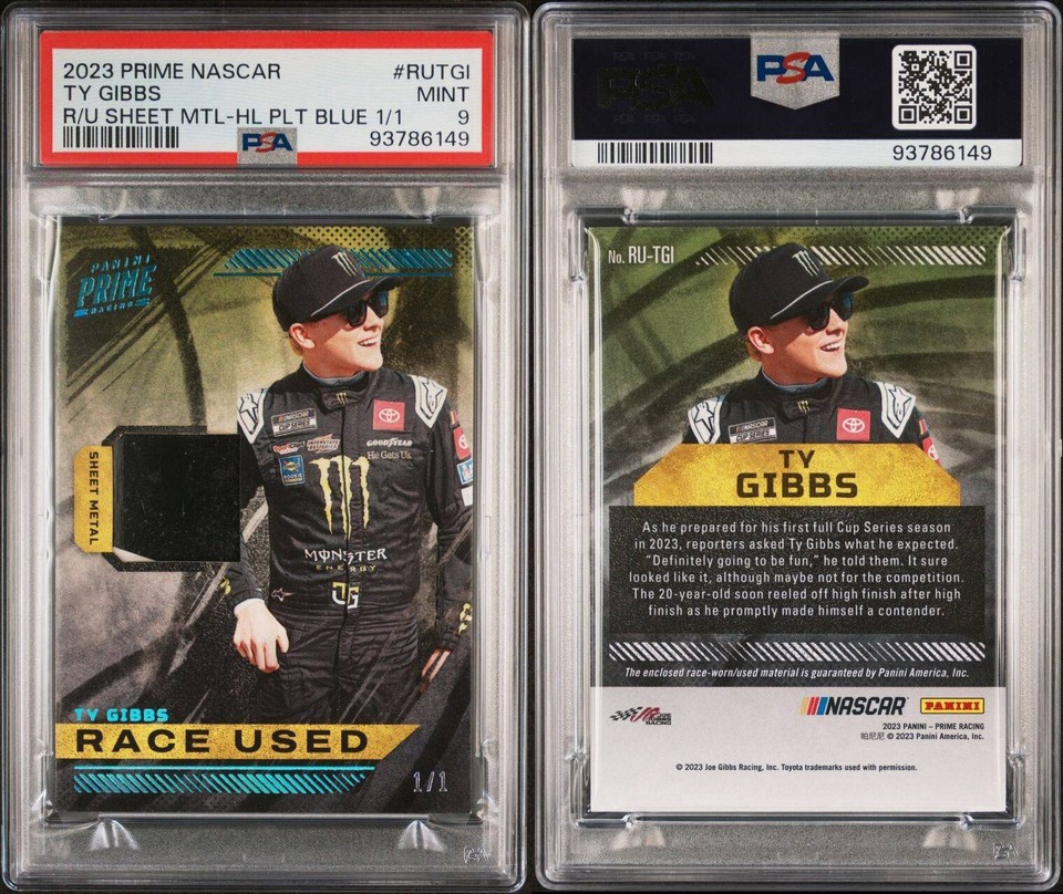 2023 Panini Prime Nascar Race-used Sheet Metal Holo Plate Blue Ty Gibbs ...