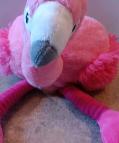 🦩 NWT Hugme Reversible Flamingo Plush 17" Bright Pink & Rainbow Stuffed ...