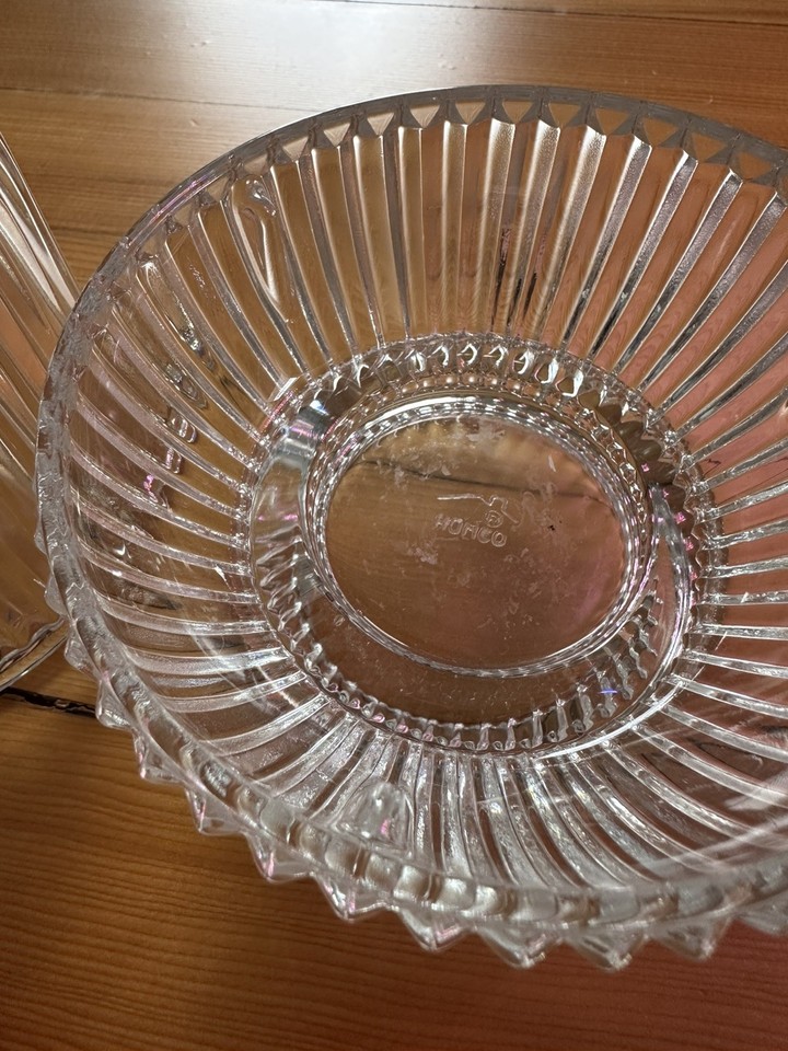 VINTAGE HOMCO FAIRY LAMP RIBBED CLEAR GLASS TEA LIGHT CANDLE HOLDER ...