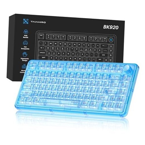 Transparent Mechanical Keyboard, RGB Backlit Wireless Creamy Gaming ...