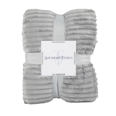 Luxury Modern Fleece Solid Striped Design Throw Blanket light gray ...