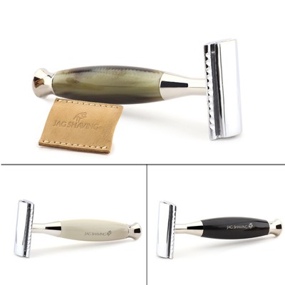 Double Edge Razors Single Blade Holder With Leather Head Cover For Men ...