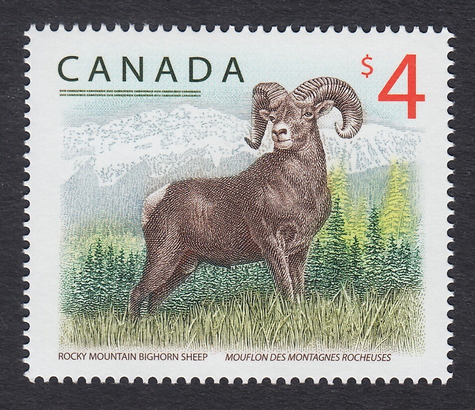 qq. BIGHORN SHEEP = LITHOGRAPHY & ENGRAVING = HV stamp Canada 2018 ...