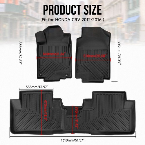 3PCS Floor Mats 3D Liners For 2012-2016 Honda CR-V CRV Rubber CarpetAll ...