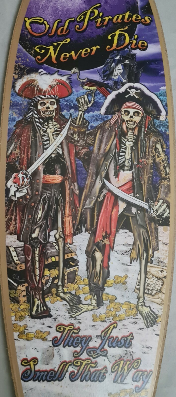 Old Pirate's Never Die Pirate Beach Surfboard Sign Wall Art Decor 16"x5 ...