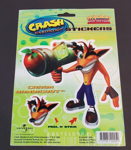 VINTAGE CRASH BANDICOOT CAR TATTOOS VINYL WEATHER RESISTANT DECAL ...