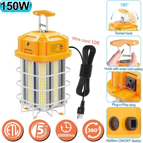 150W LED Temporary Work Light, 21750Lumen 5000K Linkable Construction ...