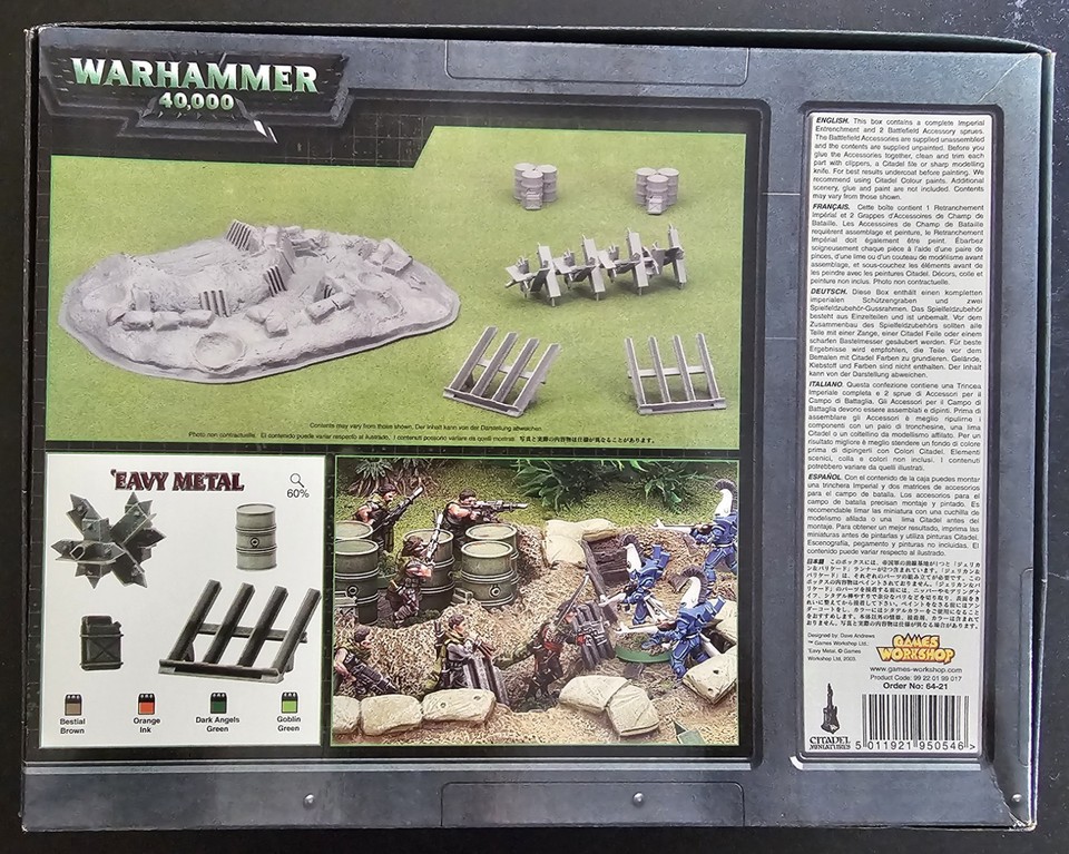 Warhammer 40k Imperial Entrenchment Terrain with box on sprue OOP RARE ...