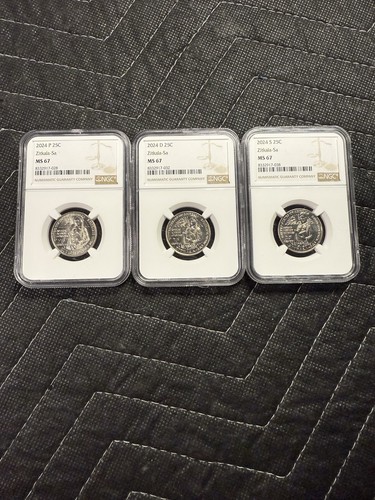 Lot of (3) 2024-P,D,S 25c NGC MS67 AWQ Zitkala-Sa Quarter Native ...