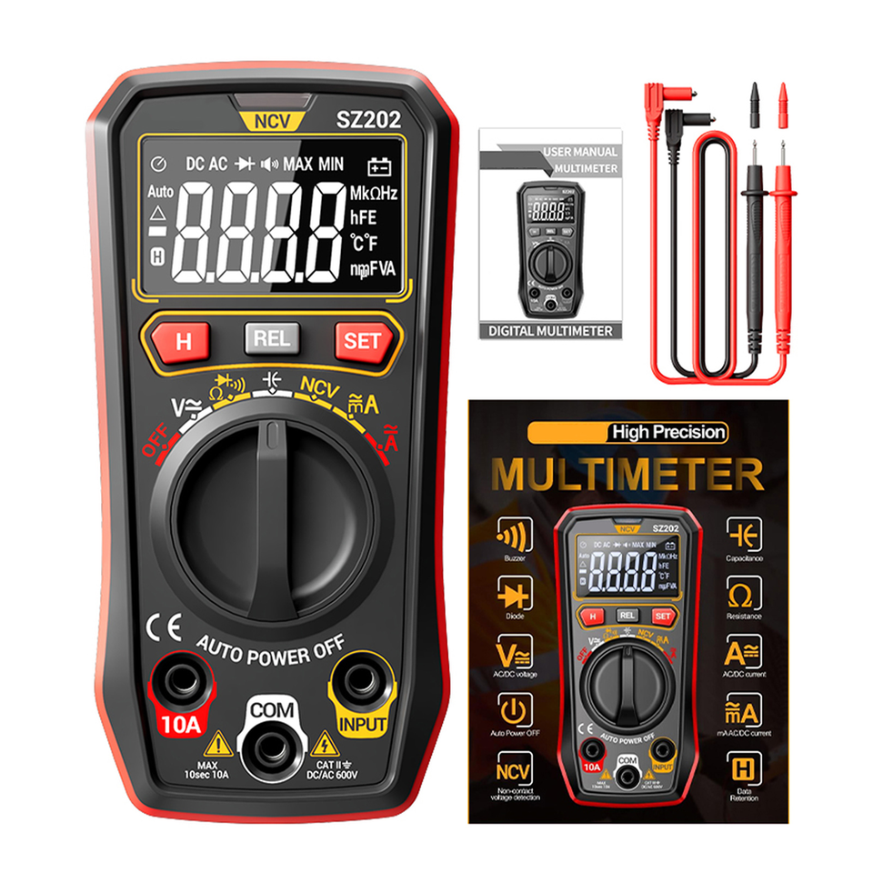 Digital Multimeter AC/DC Voltage Tester Workshop Testing Capacitance ...