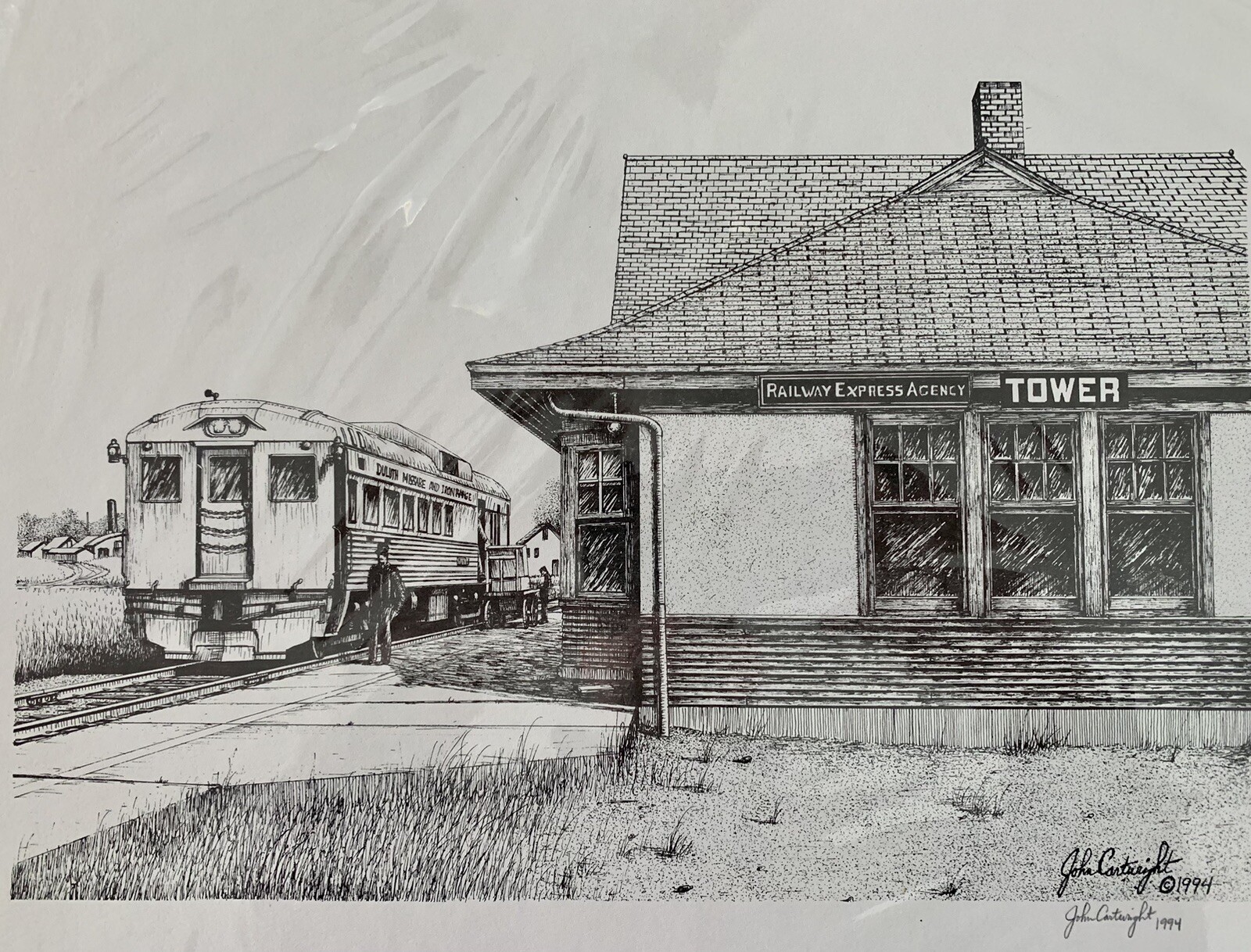 Tower Minnesota Railroad Train Depot Drawing John Cartwright Signed ...