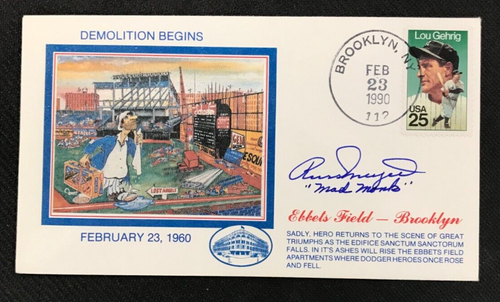 Russ Meyer Signed 1st Day Envelope AUTO Ebbets Field Cachet MLB Dodgers ...