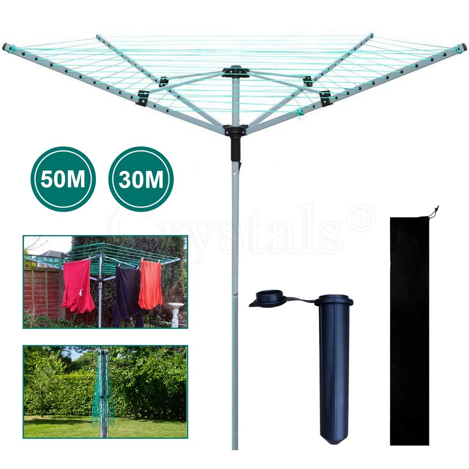 3/4 Arm Rotary Airer Outdoor Washing Line Clothes Dryer Free Ground ...
