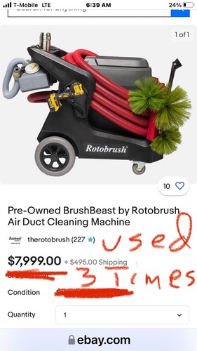 Pre-Owned BrushBeast by Rotobrush Air Duct Cleaning Machine | eBay