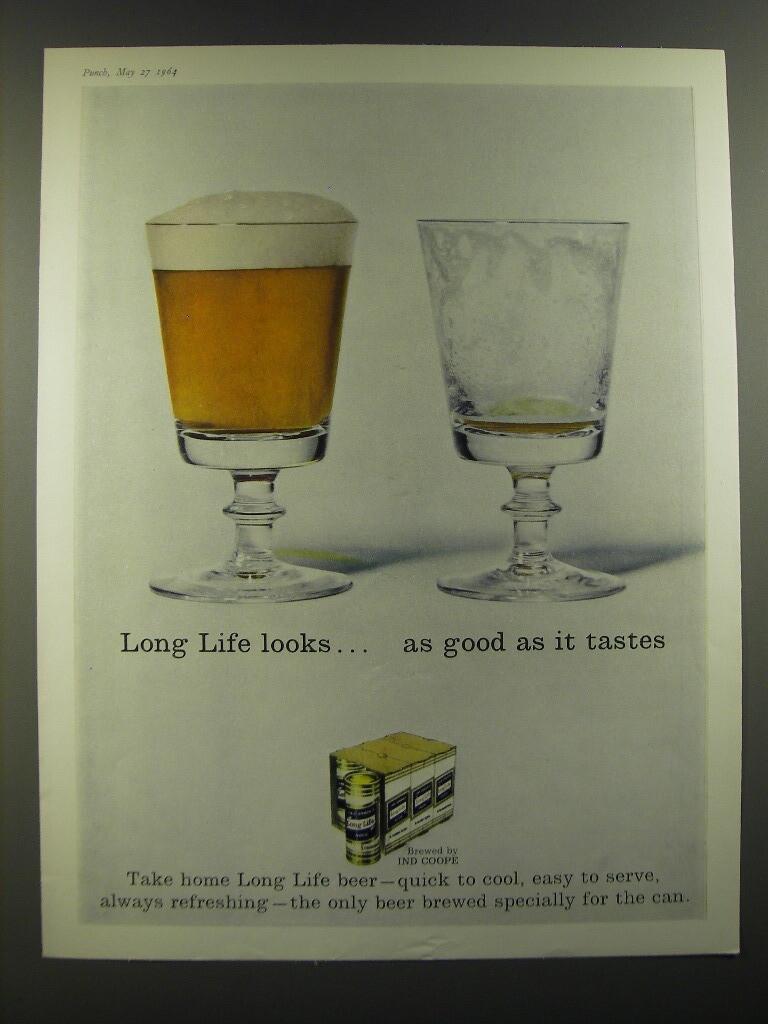 1964 Ind Coope Long Life Beer Ad - Long Life looks.. As good as it ...