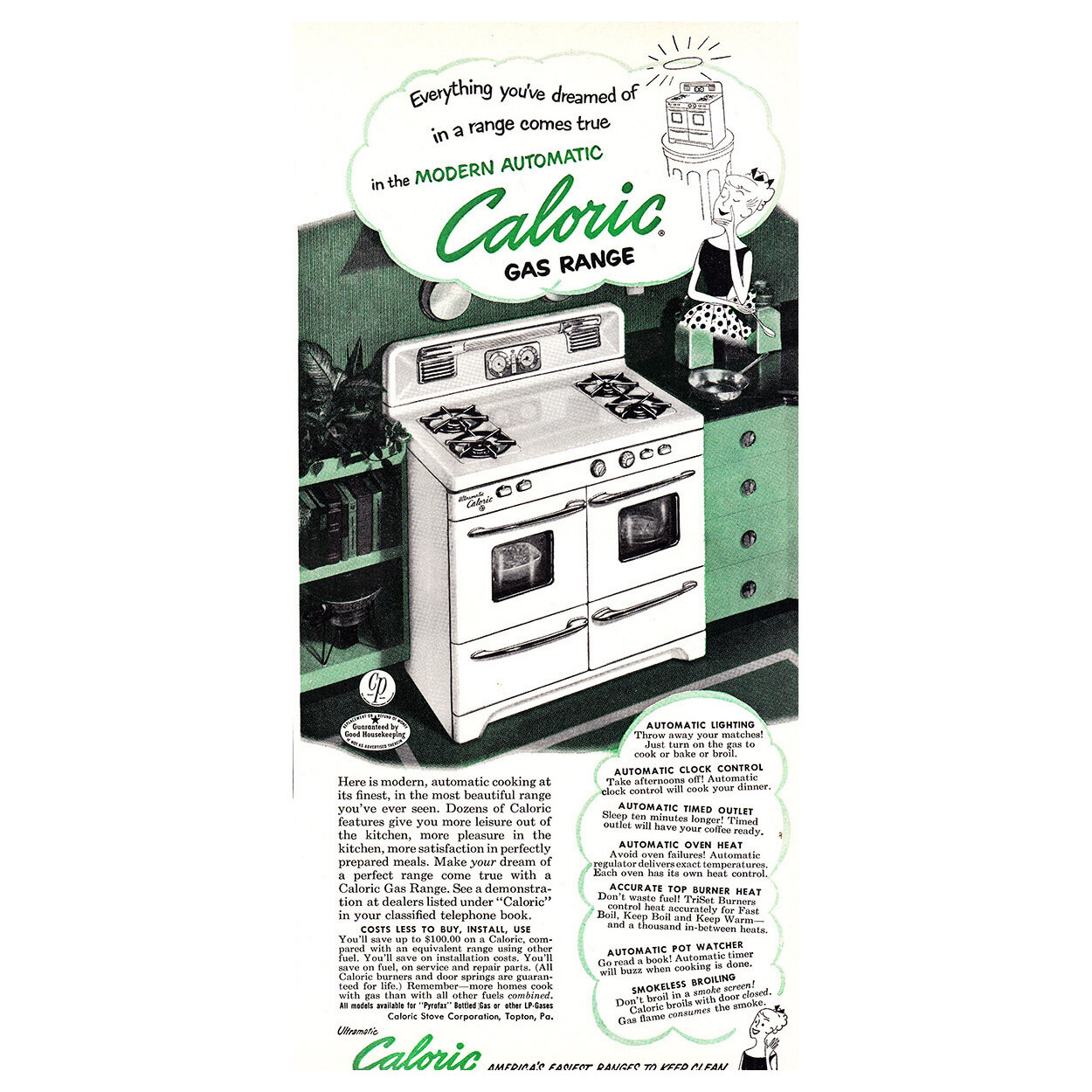 1952 Caloric Gas Range: Everything You've Dreamed Of Vintage Print Ad ...