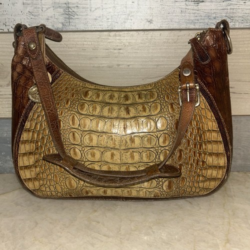 Vintage Brahmin Tan Brown Croc Print Purse shoulder bag read | eBay