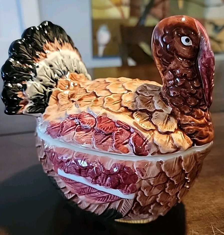 Vintage Figural Thanksgiving Turkey Soup Tureen Bowl Dish Decorative ...
