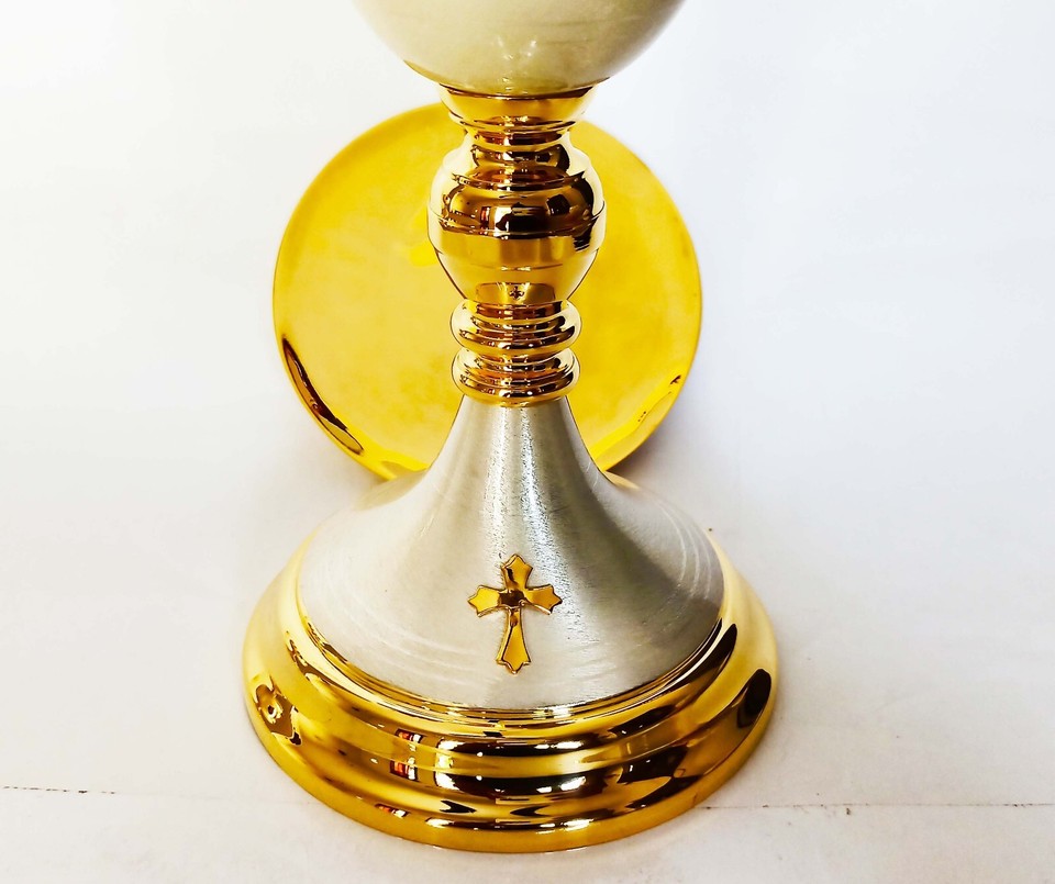 Chalice & paten Large Gold Plated Goblet Holy Altar Religious Gift ...