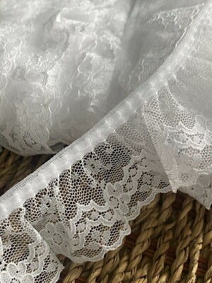 laverslace White Floral Daisy Gathered Nottingham Lace Trim 1.75"/4.5cm ...