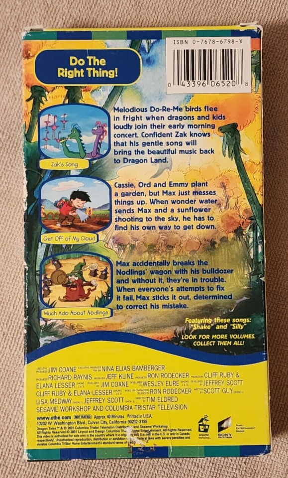 Dragon Tales Do the Right Thing VHS Video Tape 2001 Sesame Workshop ...