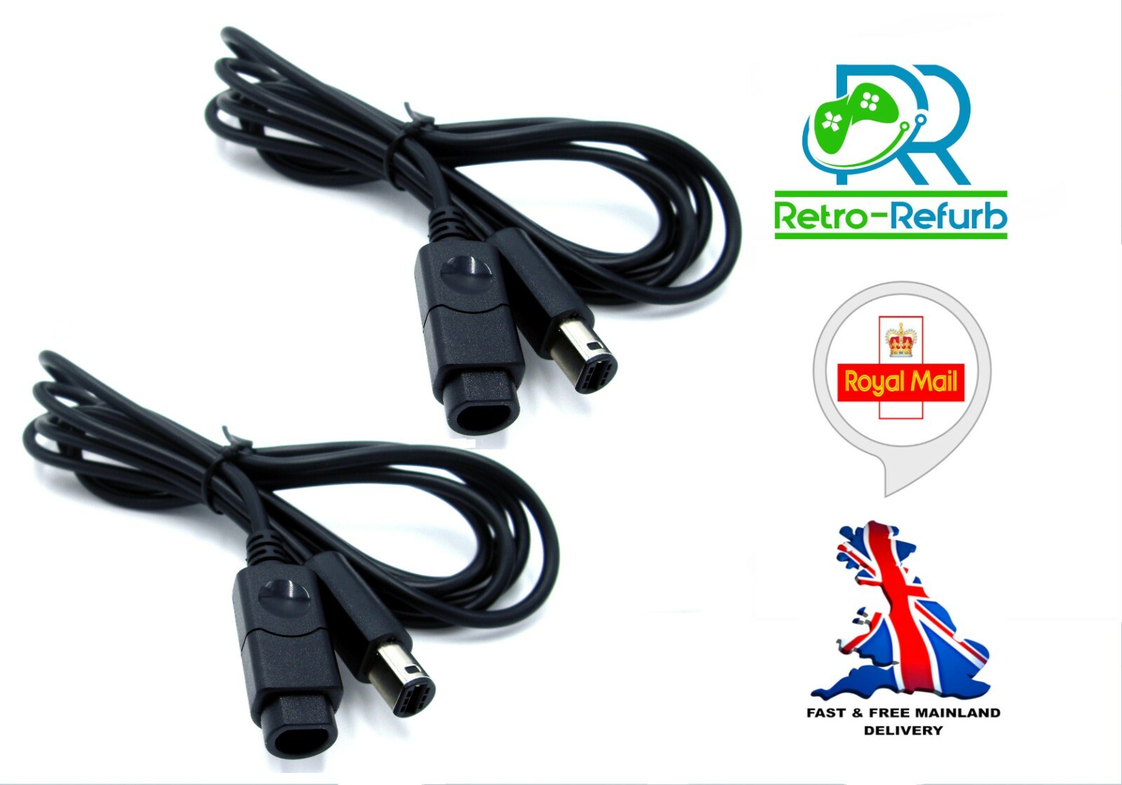 X 2 Nintendo Gamecube Wii Controller Extension Cable 1.8m - UK Fast ...