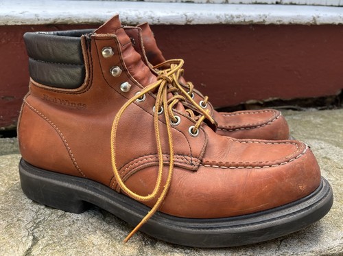 VTG Men's Size 9 B Red Wing 202 Supersole Boots Moc Toe Work Boots ...