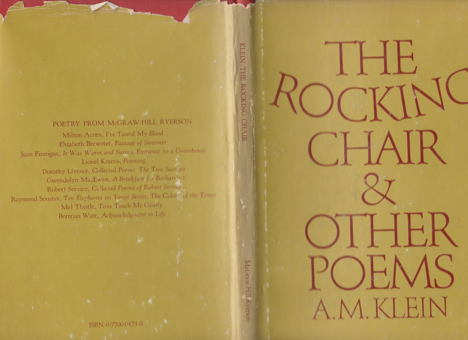 A.M. Klein,The Rocking Chair,poems of Quebec,ills by Thoreau MacDonald ...