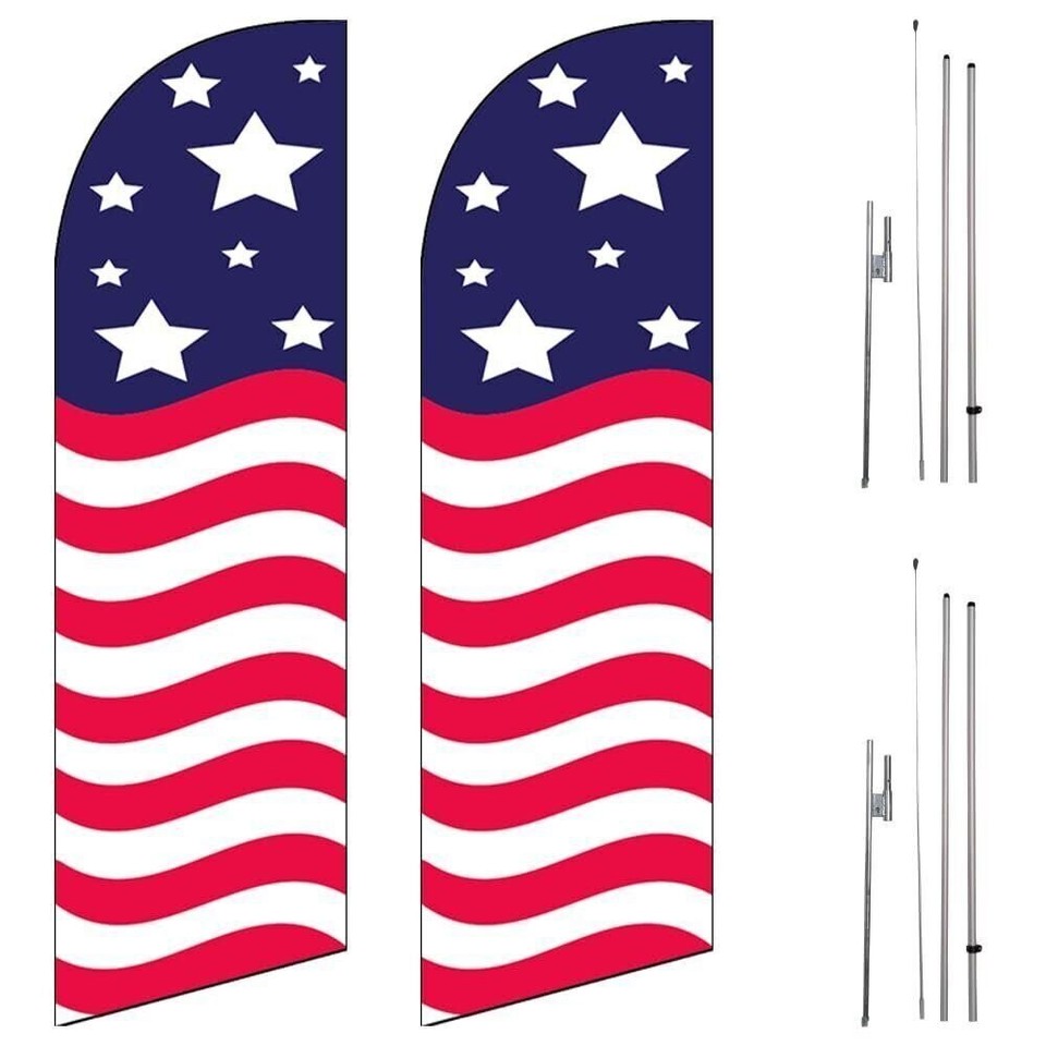 FFN Pack-2 American Glory 6ft Feather Flags Outdoor Signs with complete ...